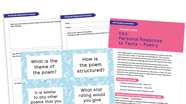 Key Stage 2 Reading Activity - Personal Response to a Text Worksheets ...