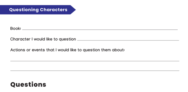 Reading Activity Templates - Questioning Characters | Plazoom