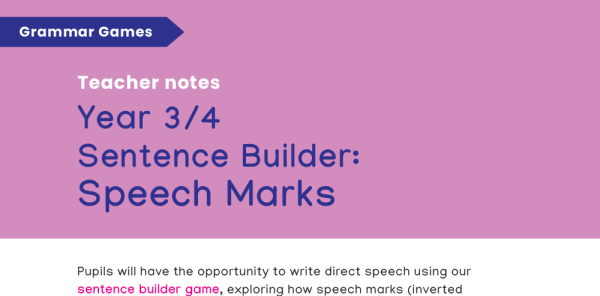 Year 3 and 4 Grammar Games: Using Speech Marks for Direct Speech ...