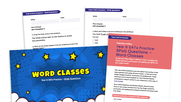 Word Classes - KS2 SATs SPaG Revision Blaster | Plazoom