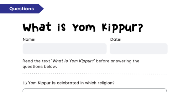 Yom Kippur KS2 – Reading comprehension worksheets | Plazoom